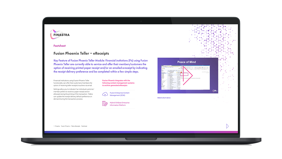 Fusion Phoenix Teller – eReceipts | Finastra
