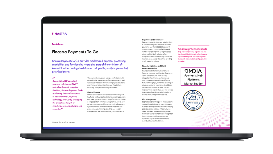 Finastra Payments To Go (Factsheet) | Finastra