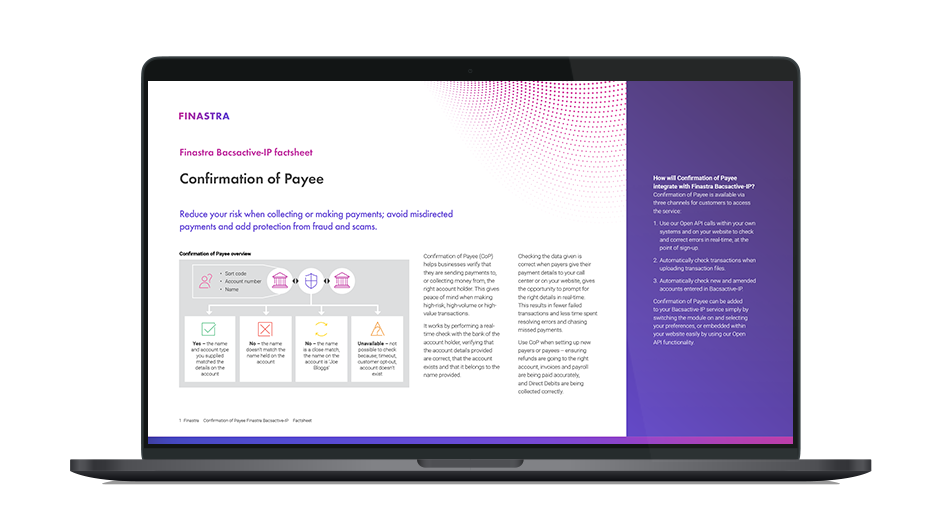 Bacs Confirmation of Payee | Finastra