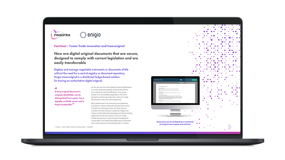 Enigio trace:original (Factsheet) | Finastra