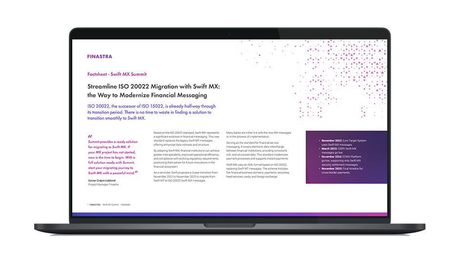 Streamline ISO 20022 migration with Swift MX: The way to modernize financial messaging | Finastra