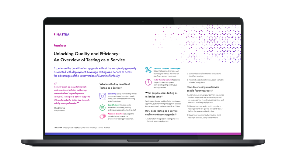 Testing as a Service: Summit without implementation | Finastra