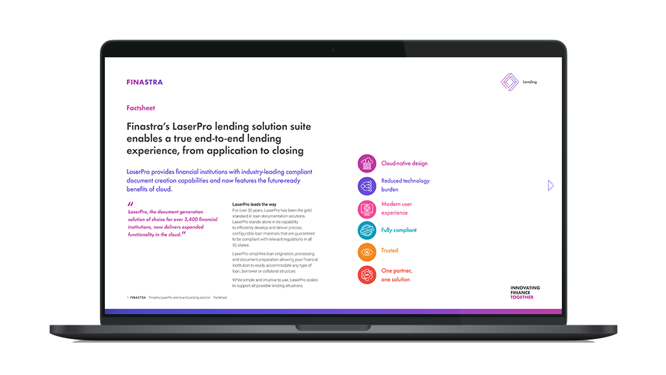 Finastra’s LaserPro lending solution suite | Finastra
