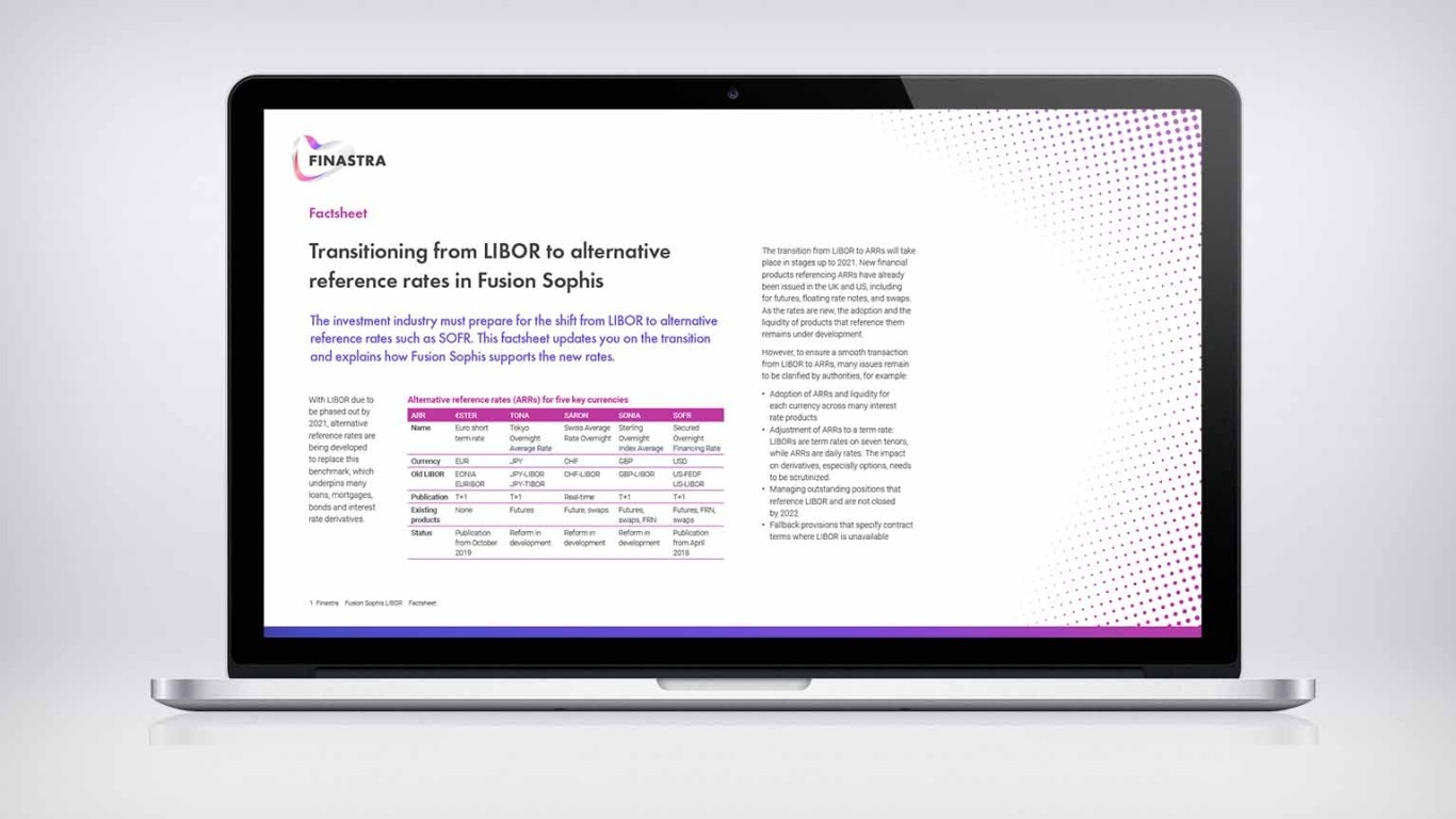 Factsheet: Transitioning from LIBOR in Fusion Sophis | Finastra
