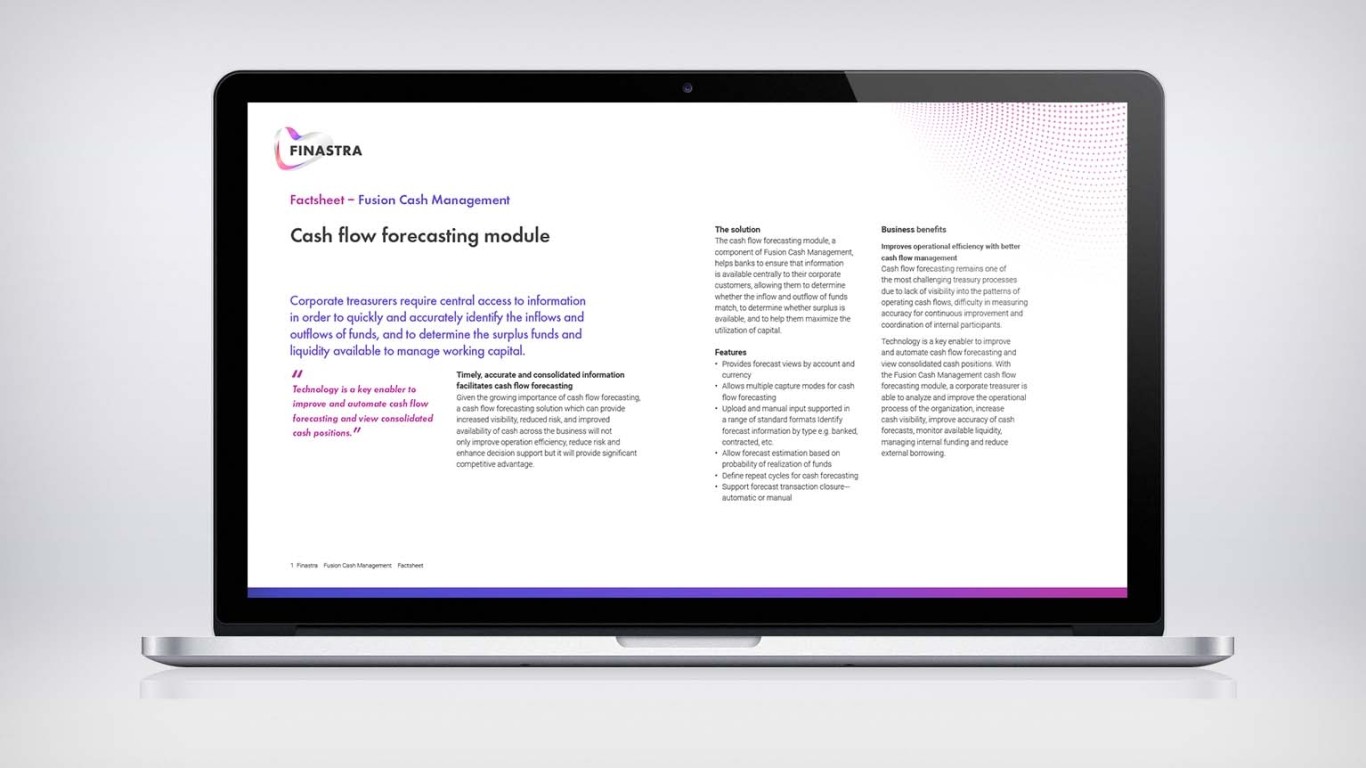 Fusion Cash Management Cash Flow Forecasting | Finastra
