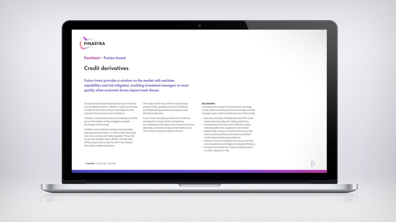 Fusion Invest Credit Derivatives (Factsheet) | Finastra